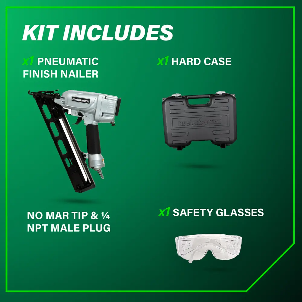 Metabo HPT NT65MA4 2-1/2" 15-Gauge Angled Finish Nailer | 1"-2-1/2 ...