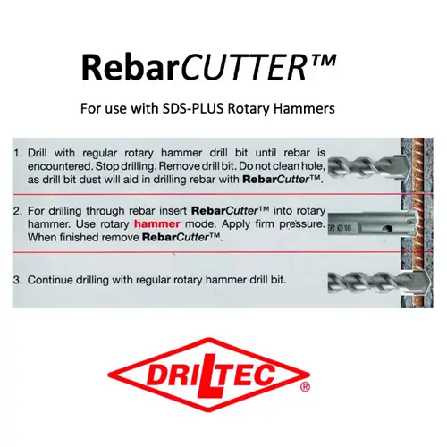 Driltec RL-413-460 1-1/8" X 16" x 18" Rebar Cutter Bit