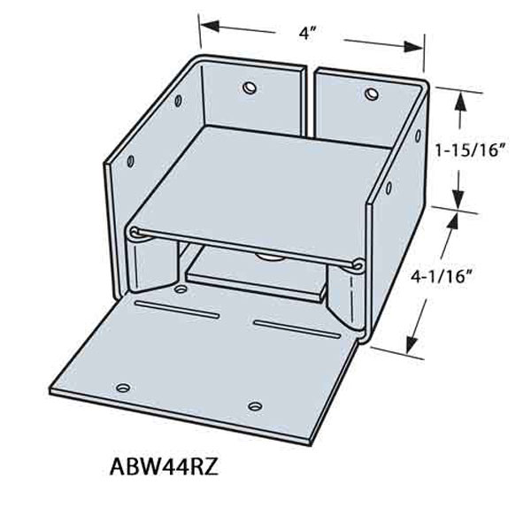 Simpson Strong Tie ABW44RZ Adjustable Stand Off Post Base with 1 ...