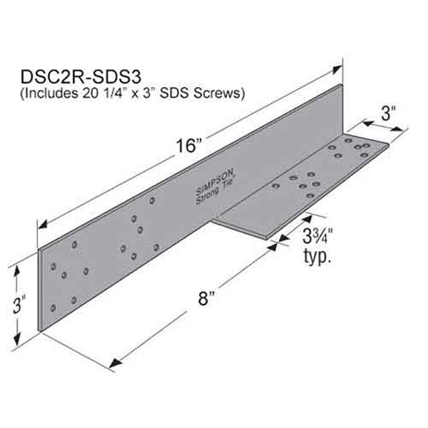 Simpson Strong-Tie DSC2R-SDS3 Drag Strut Connectors